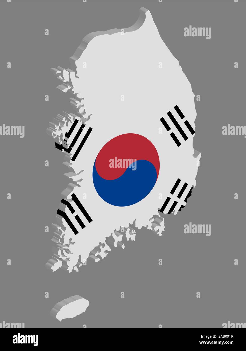 3D South Korea Map Flag Vector illustration Eps 10 Stock Vector Image ...