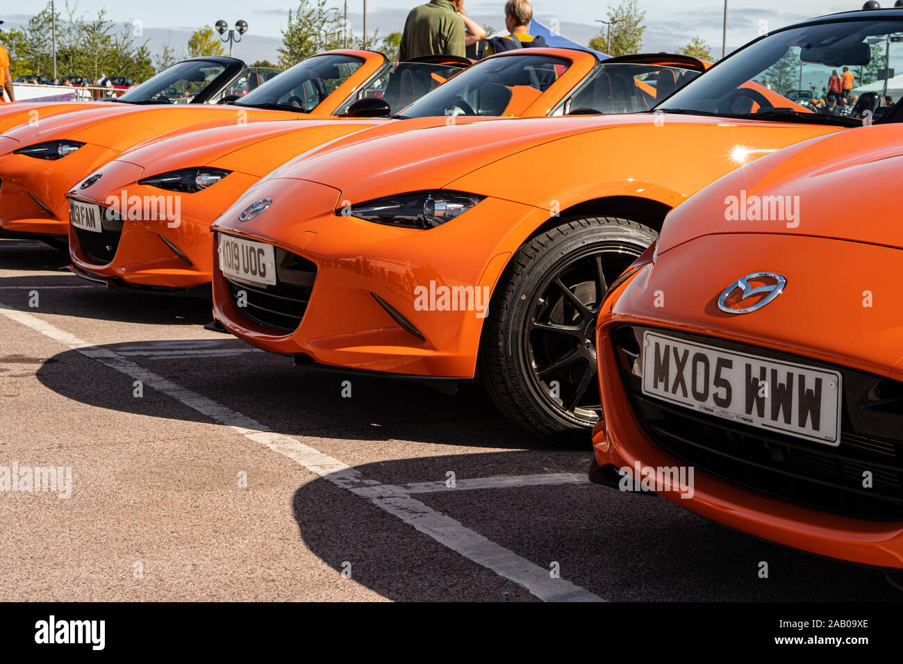 Line of Orange Mazda Miata MX-5 ND Mark 4 30th Anniversary model Stock ...