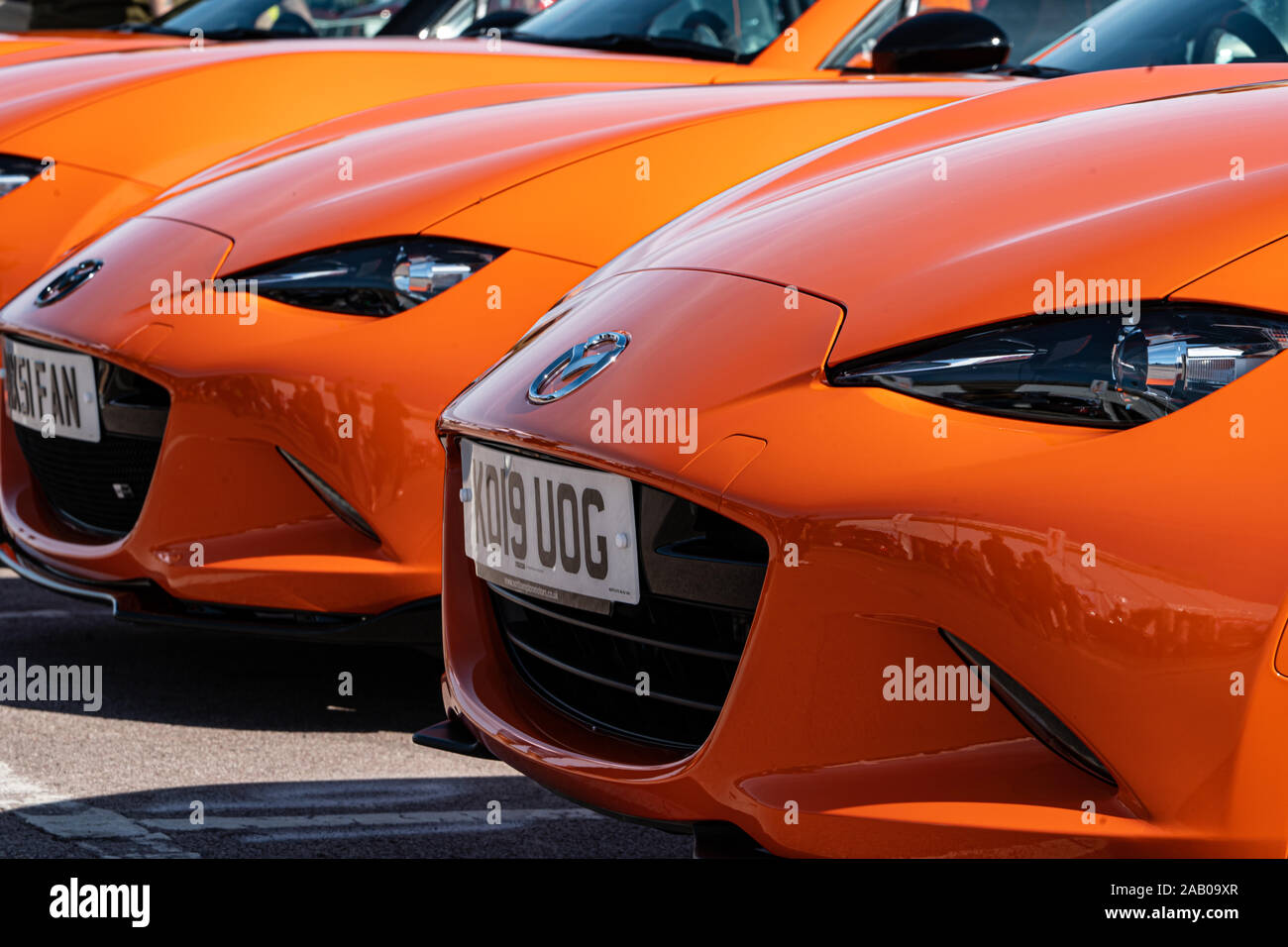 Line of Orange Mazda Miata MX-5 ND Mark 4 30th Anniversary model Stock ...