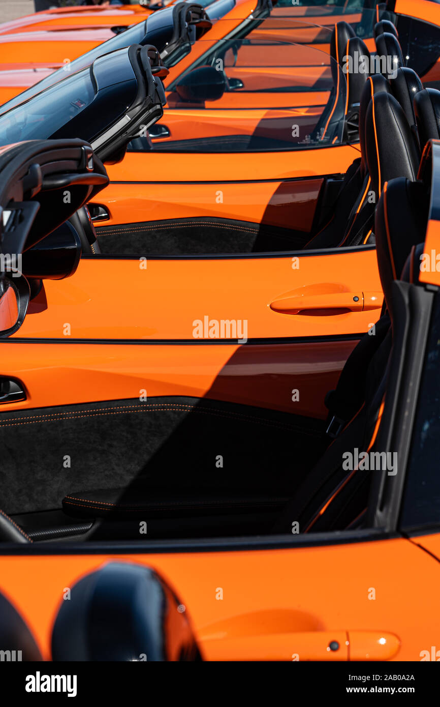 Line of Orange Mazda Miata MX-5 ND Mark 4 30th Anniversary model Stock ...