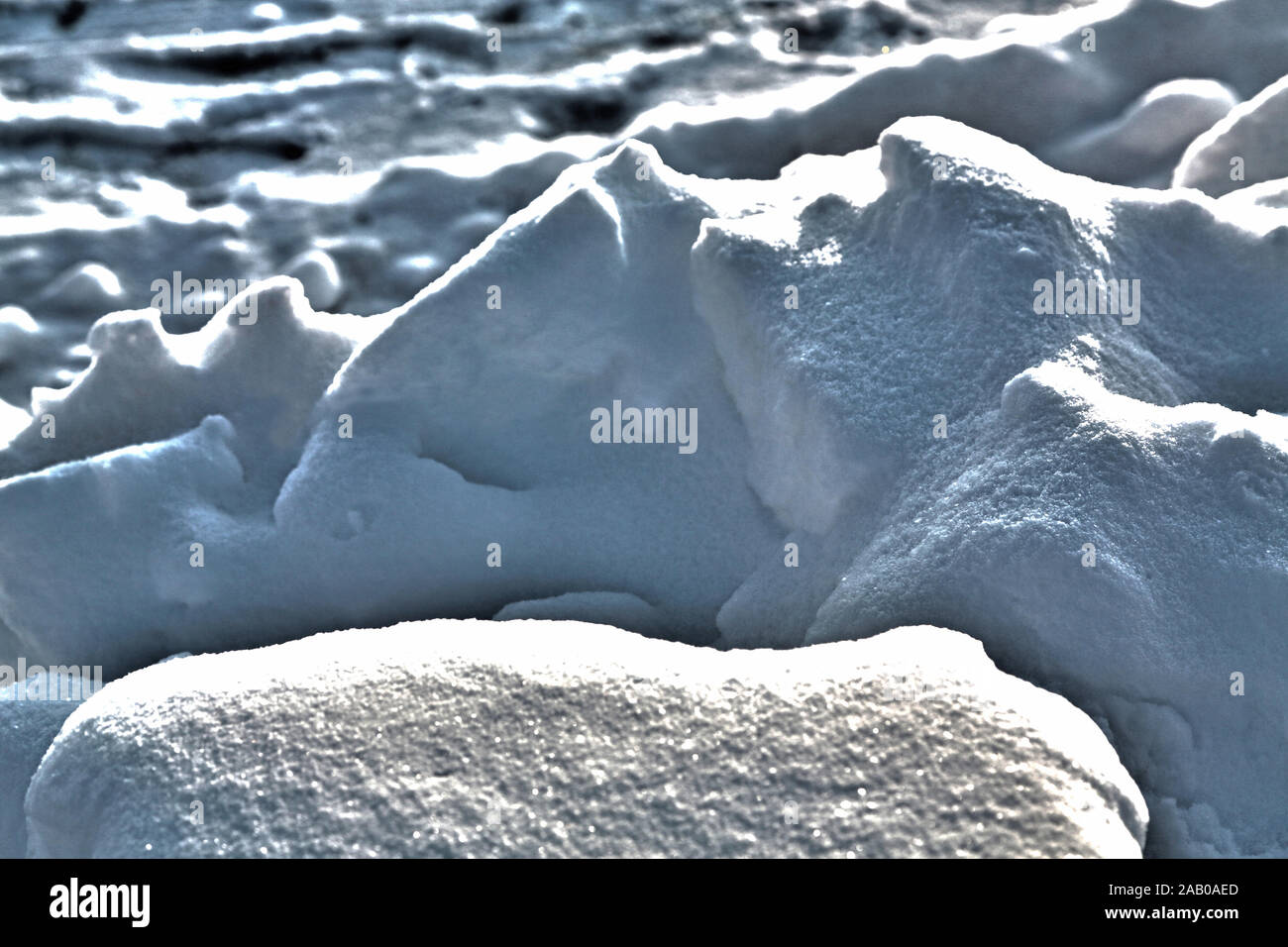 Snow and ice walkway on a winter day Stock Photo - Alamy