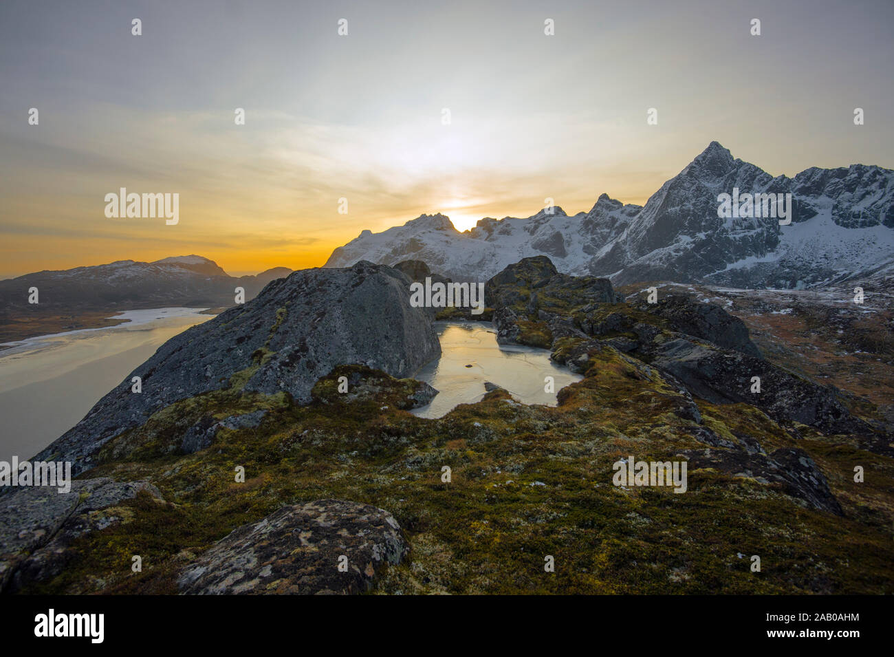 Mt Bøaksla in Flakstad municipality, lofoten islands Stock Photo - Alamy