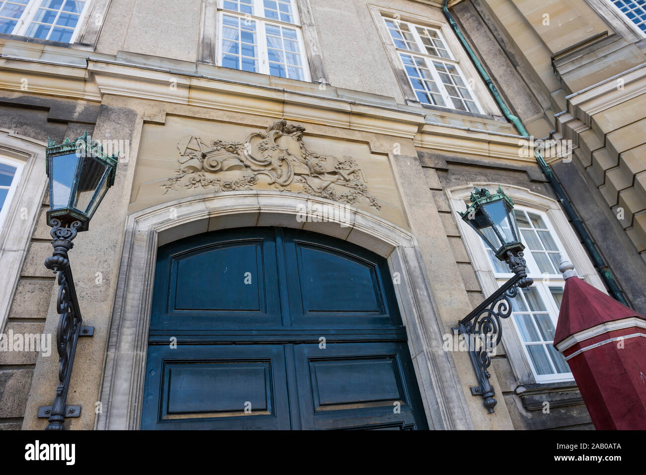 A doorway from the Royal Palace Amalienborg in Copenhagen, Denmark ...