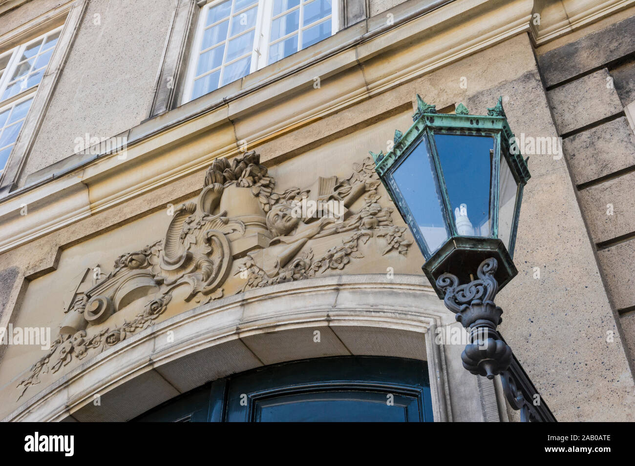 A doorway from the Royal Palace Amalienborg in Copenhagen, Denmark ...