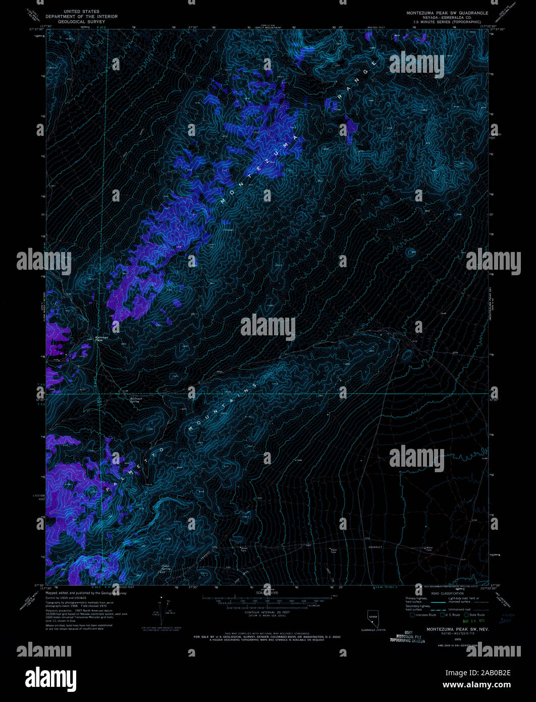 USGS TOPO Map Nevada NV Montezuma Peak SW 319491 1970 24000 Inverted ...