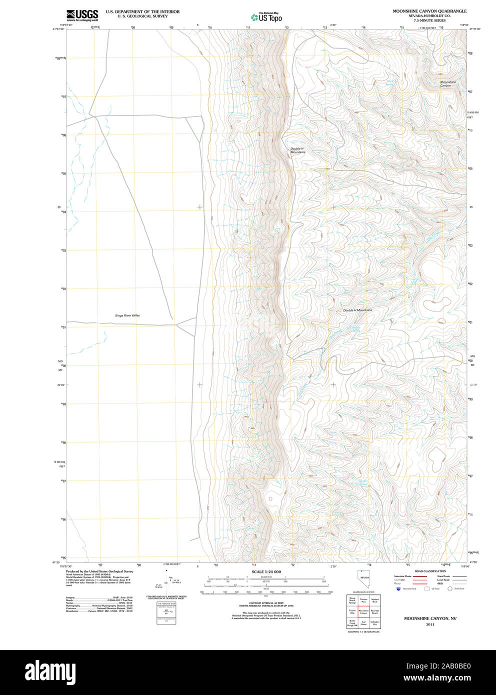USGS TOPO Map Nevada NV Moonshine Canyon 20111227 TM Restoration Stock ...