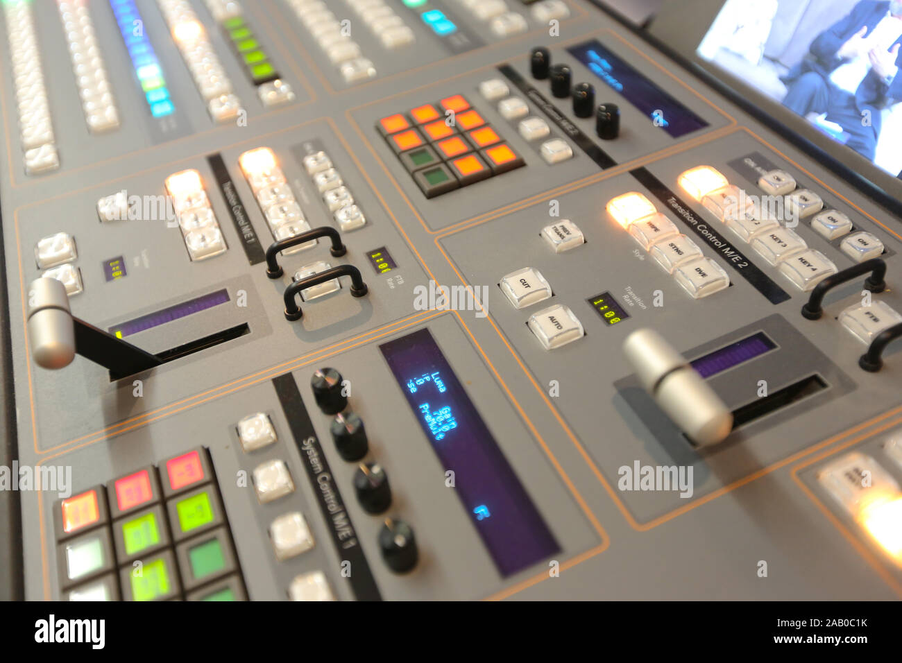 Photo of the TV broadcasting, working with video and audio mixer Stock ...