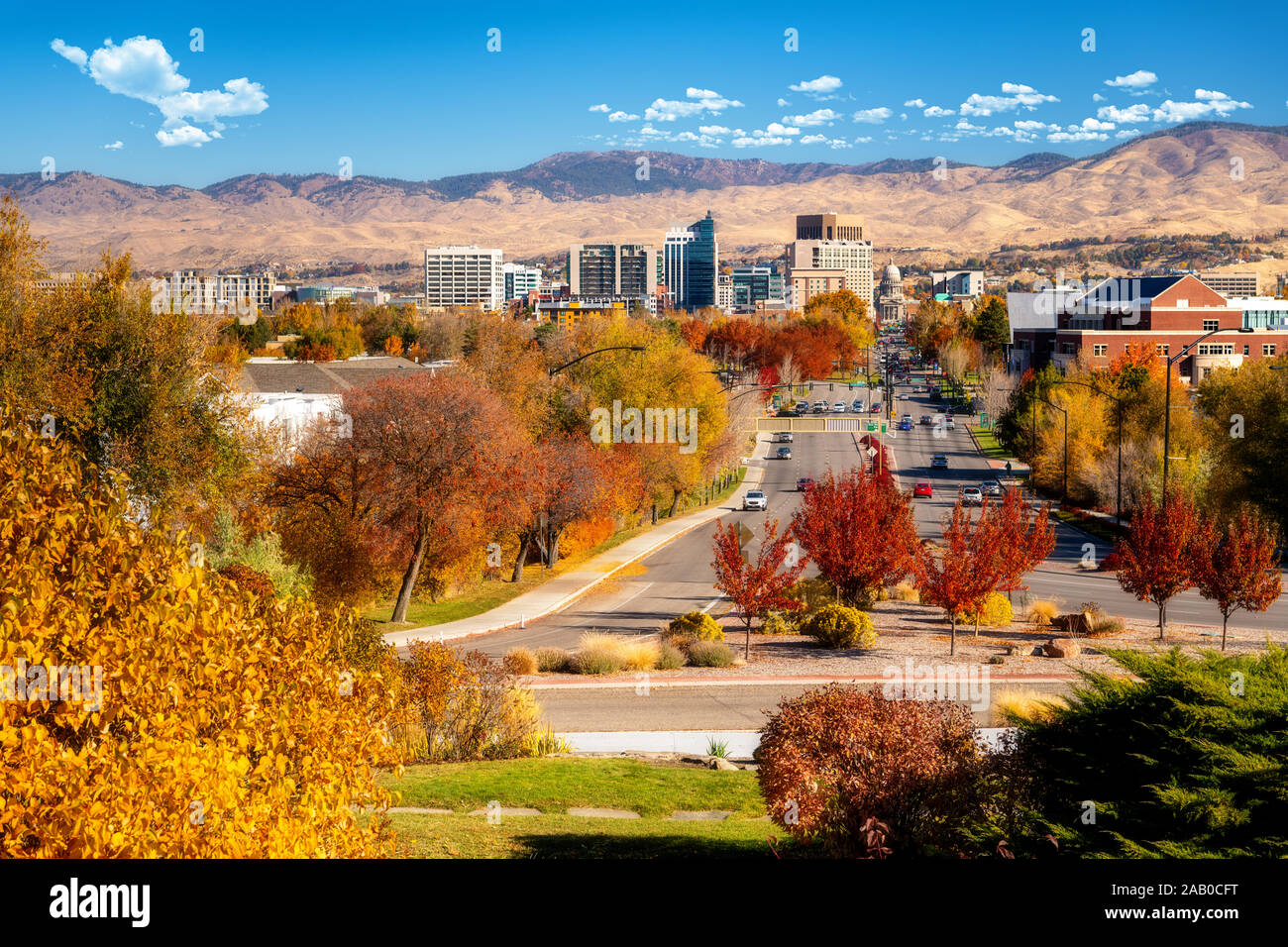 Capital boulevard in Boise with full autumn color bloom Stock Photo - Alamy