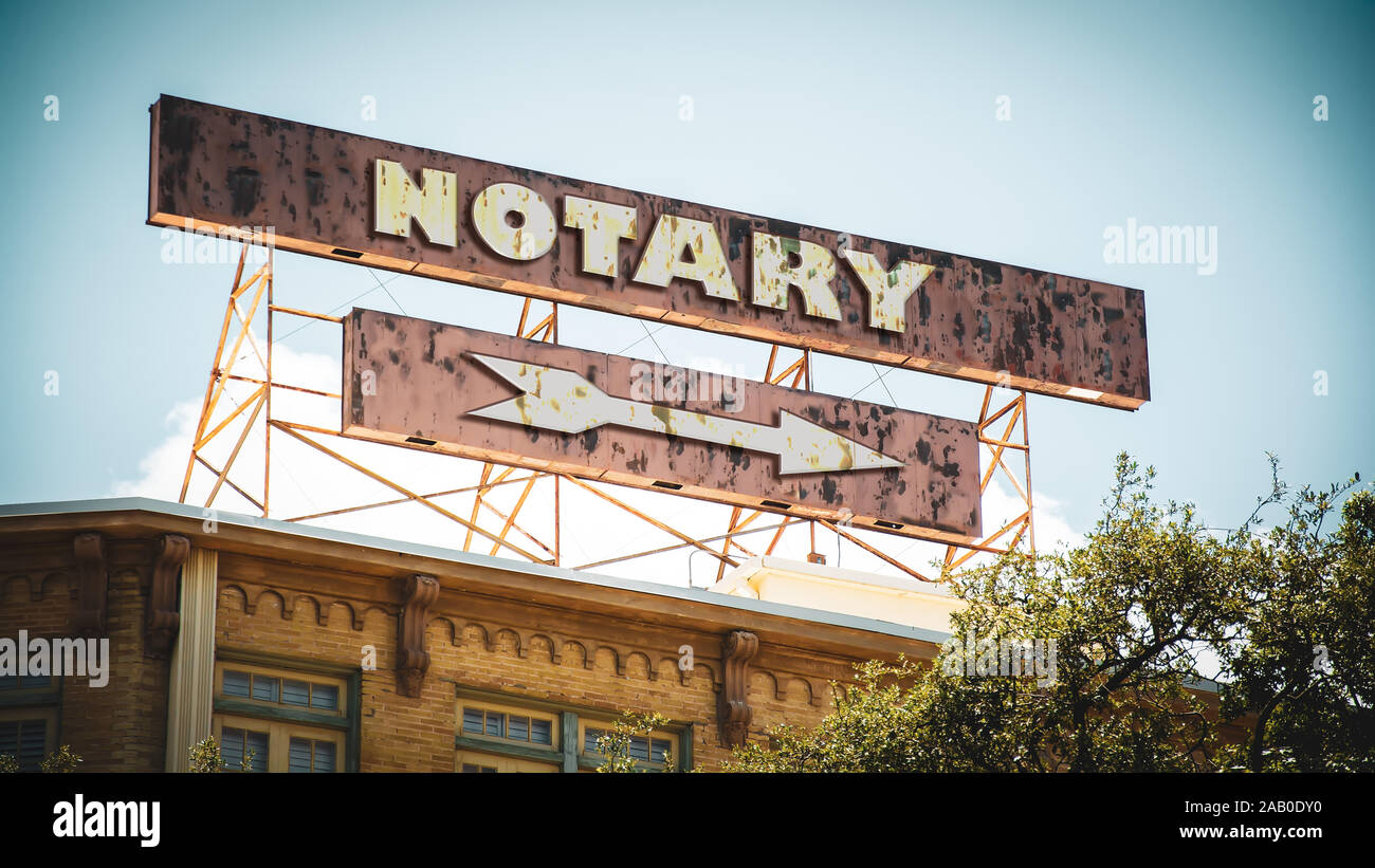 Street Sign the Direction Way to Notary Stock Photo - Alamy