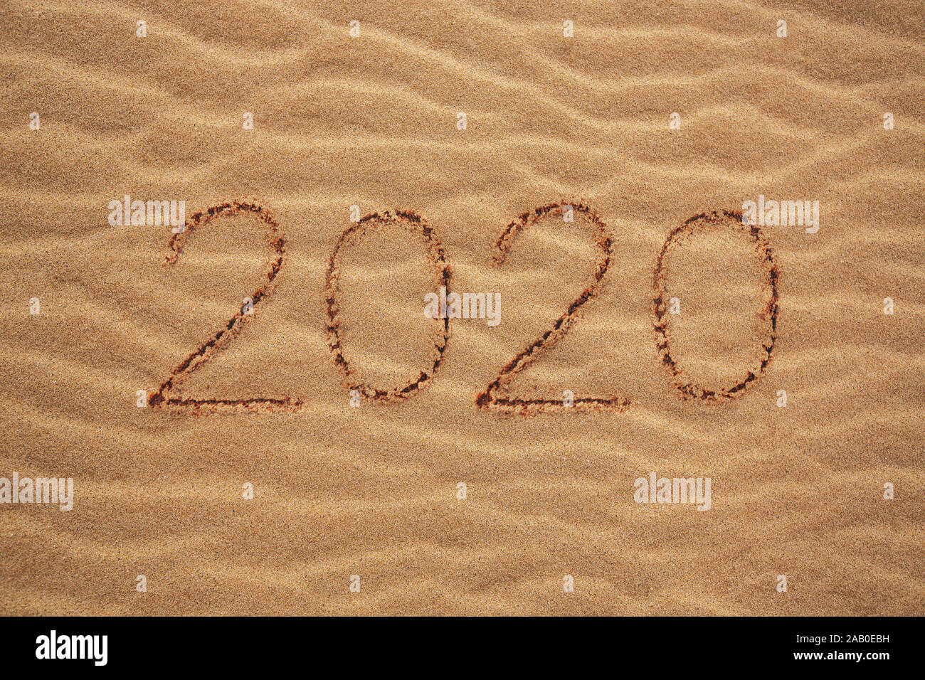 2020 concept Sand texture. Sandy beach for background. Top view Stock ...