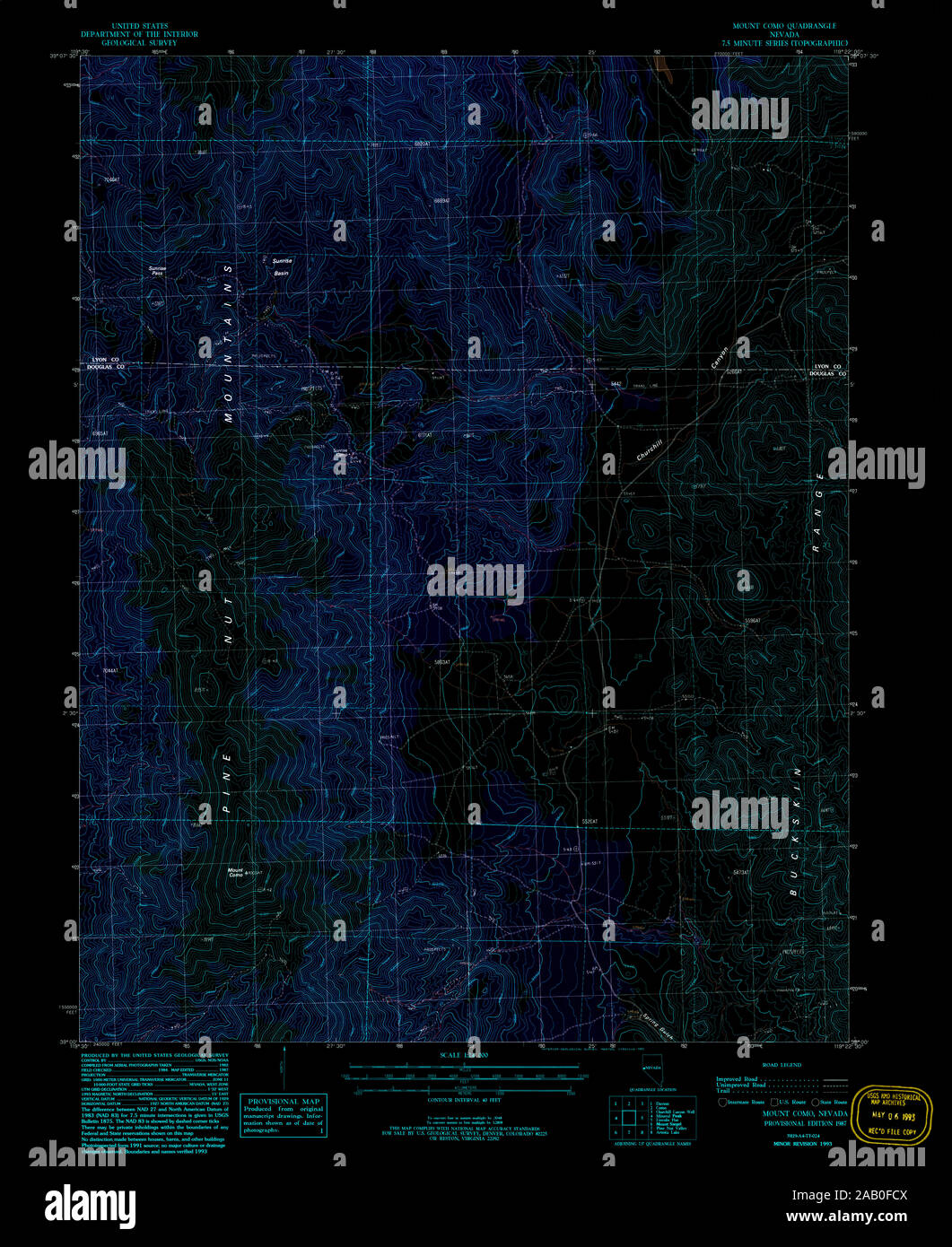 USGS TOPO Map Nevada NV Mount Como 319544 1987 24000 Inverted ...