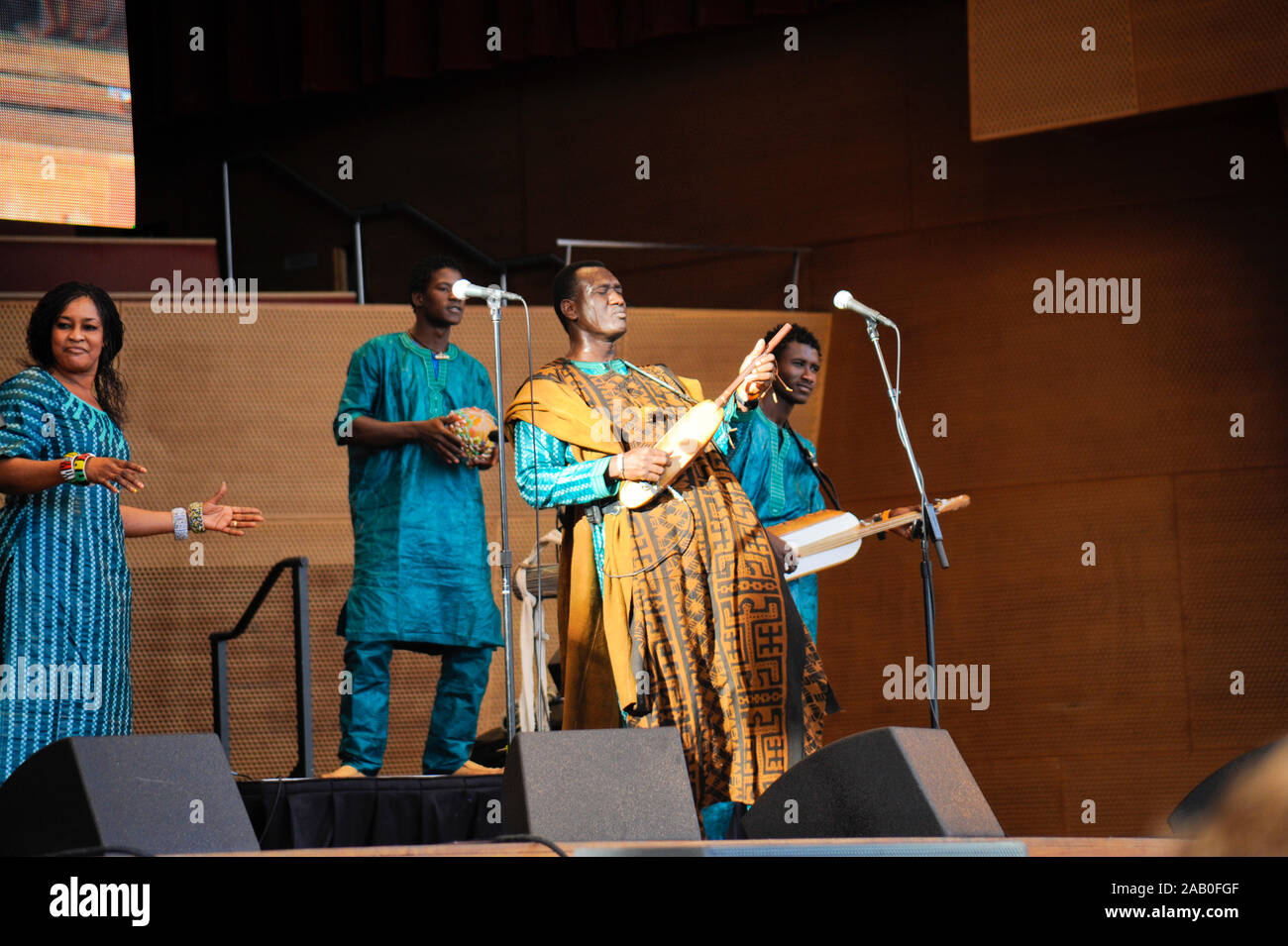 Bassekou Kouyaté and his band, Ngoni Ba, from Mali. The female singer ...