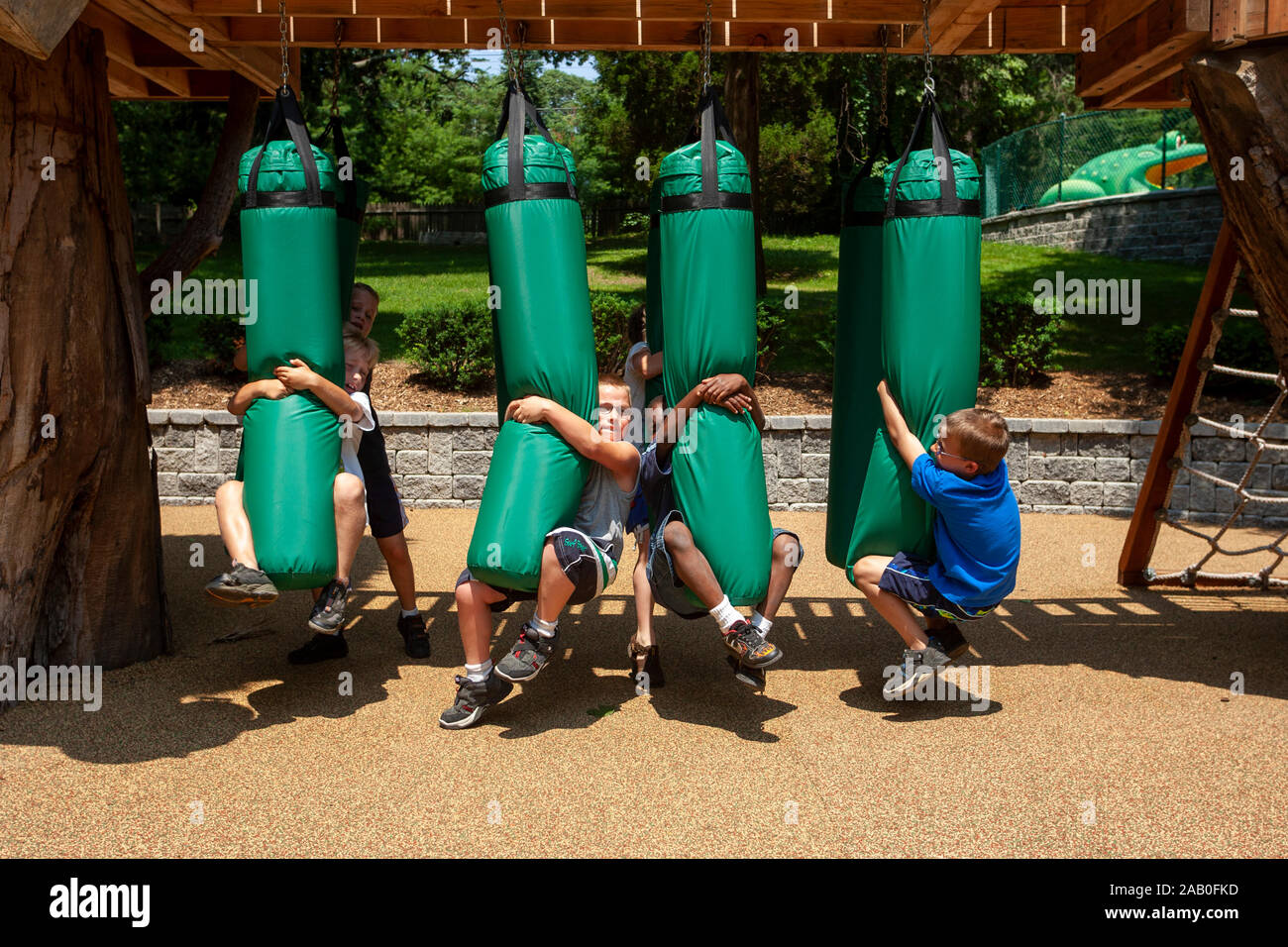 Boys in playground at day camp Stock Photo - Alamy