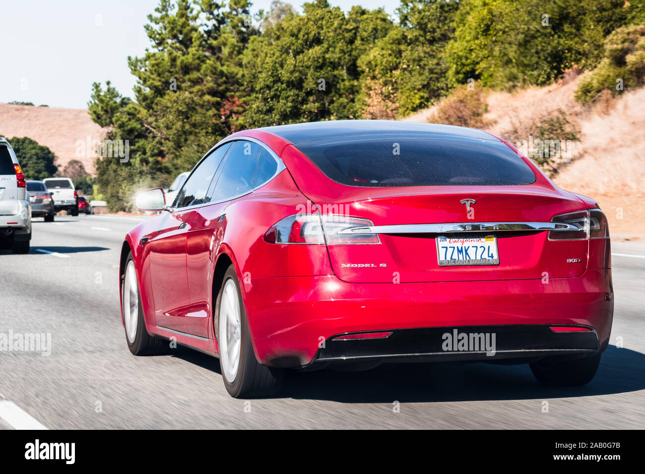 Tesla rear view hi-res stock photography and images - Alamy