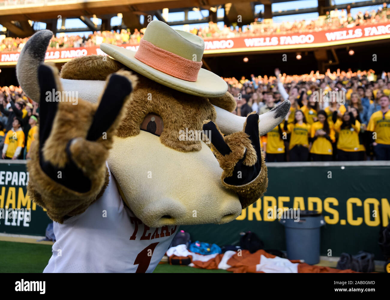 Waco, Texas, USA. 23rd Nov, 2019. Texas Longhorns mascot during the 2nd ...