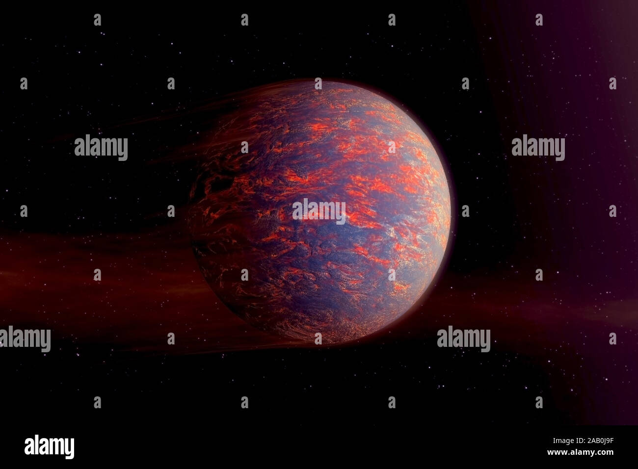 Hot orange exoplanet in deep space. Elements of this image furnished by ...