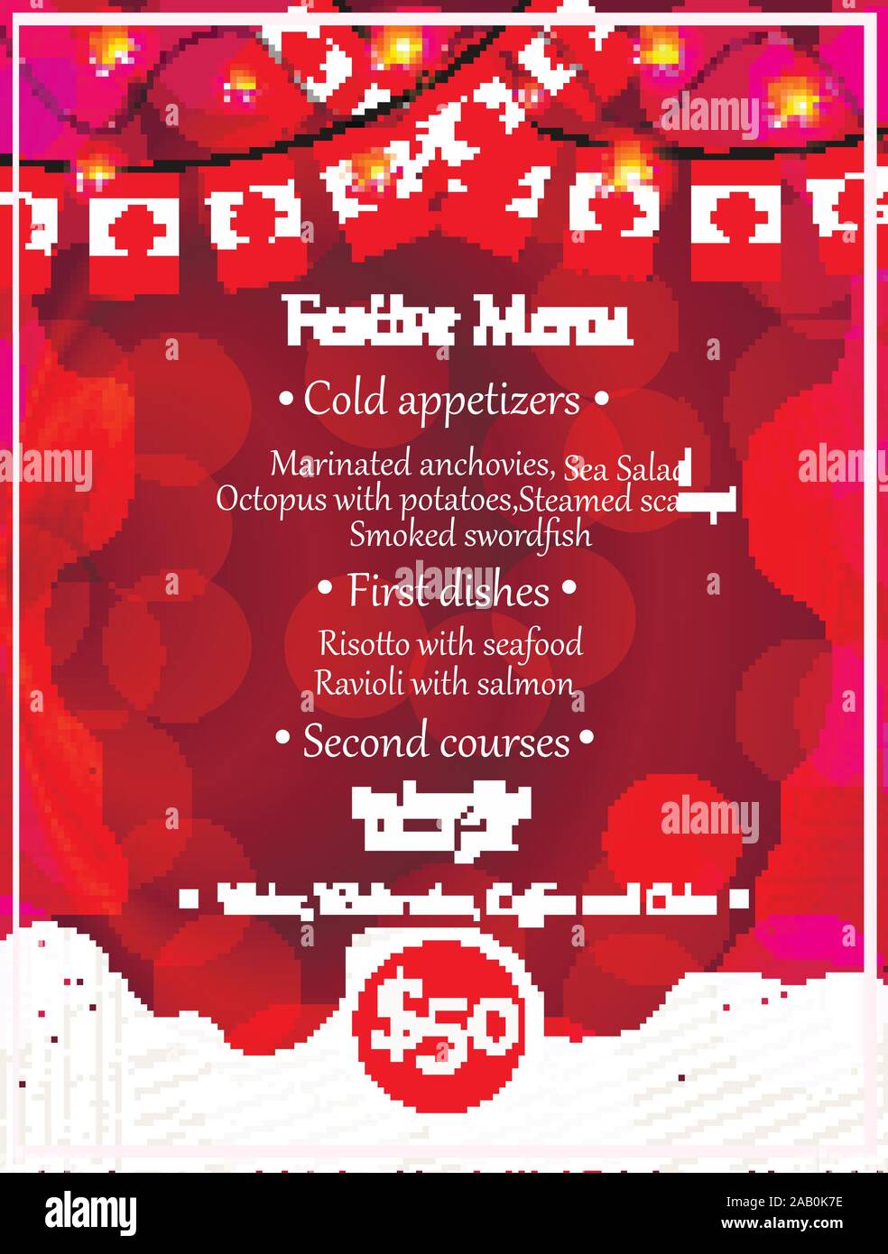 Bright banner festive menu. Blank with approximate menu. Festive ...