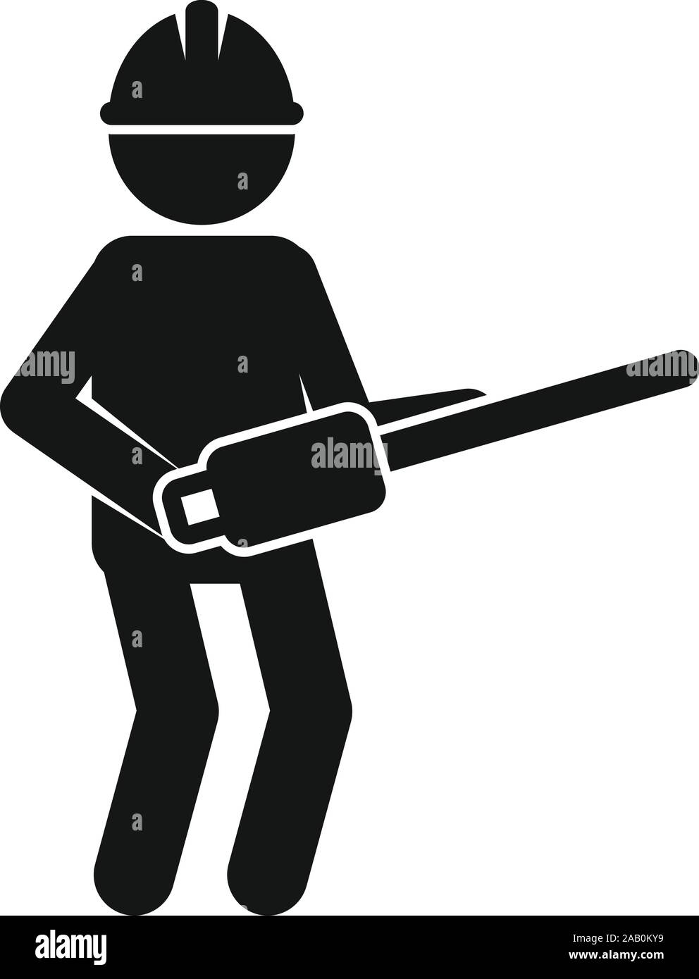 Worker chainsaw icon. Simple illustration of worker chainsaw vector ... Worker chainsaw icon. Simple illustration of worker chainsaw vector ...