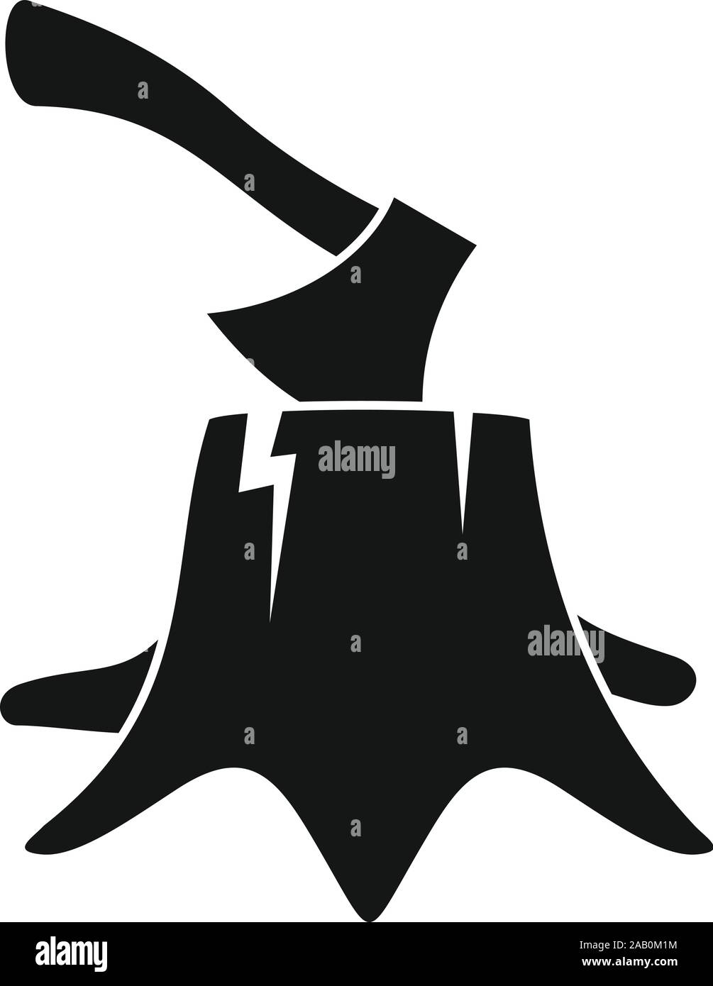 Axe on tree stump icon. Simple illustration of axe on tree stump vector ...