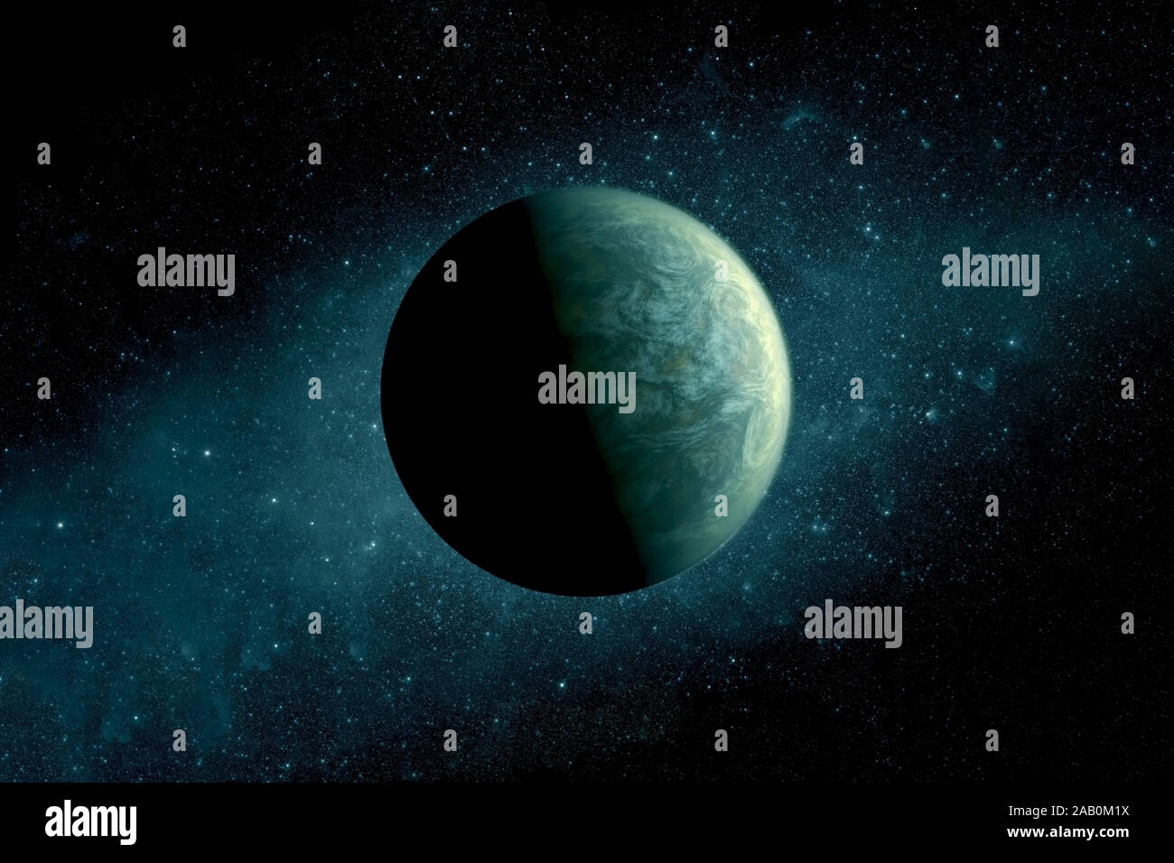 Green exoplanet in deep space. Elements of this image furnished by NASA ...