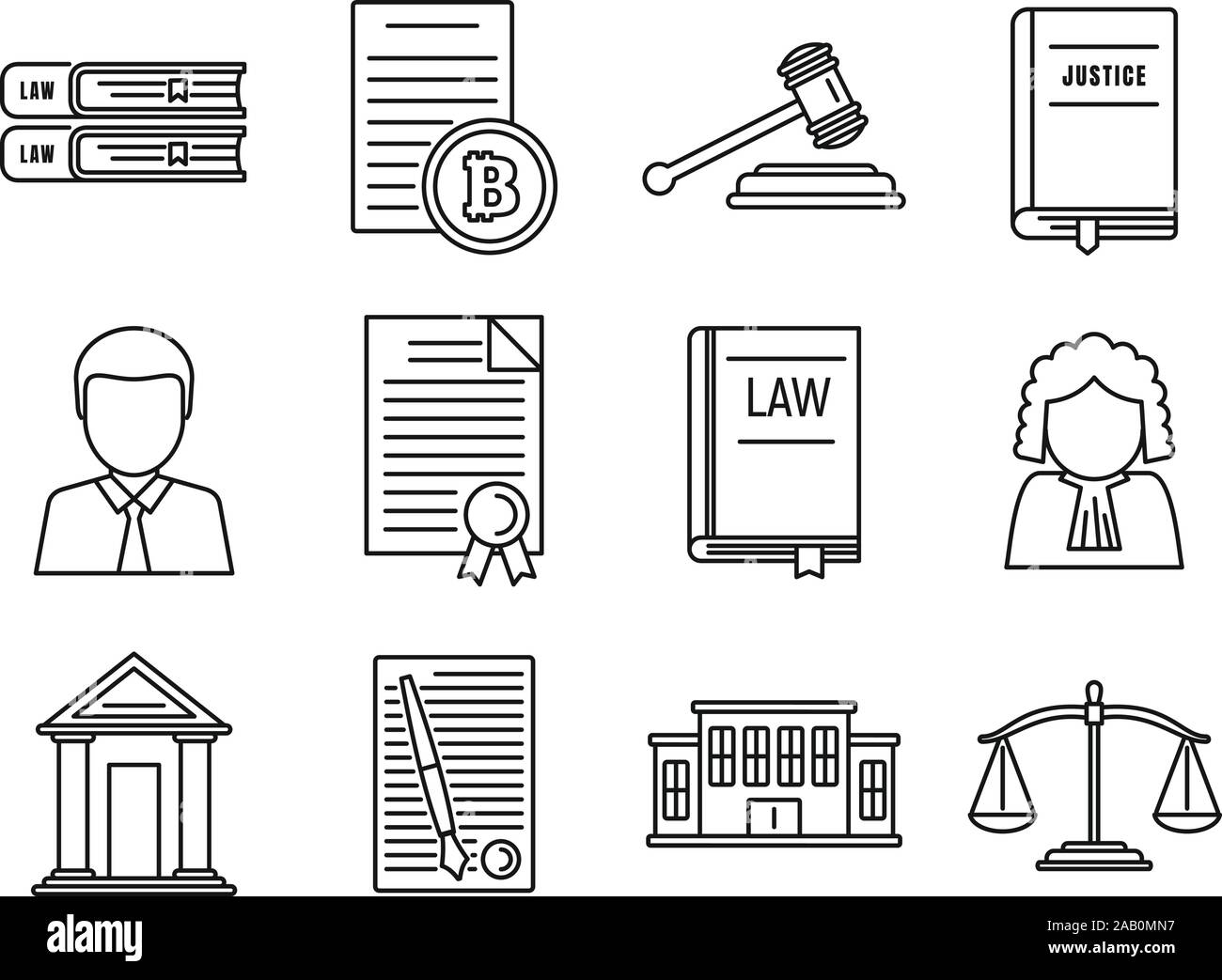 City legislation icons set. Outline set of city legislation vector ...