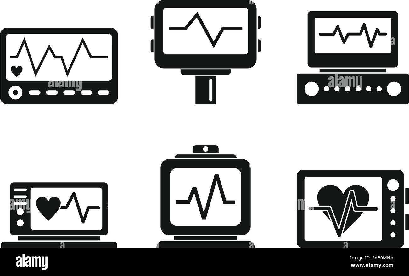 Electrocardiogram icons set. Simple set of electrocardiogram vector ...