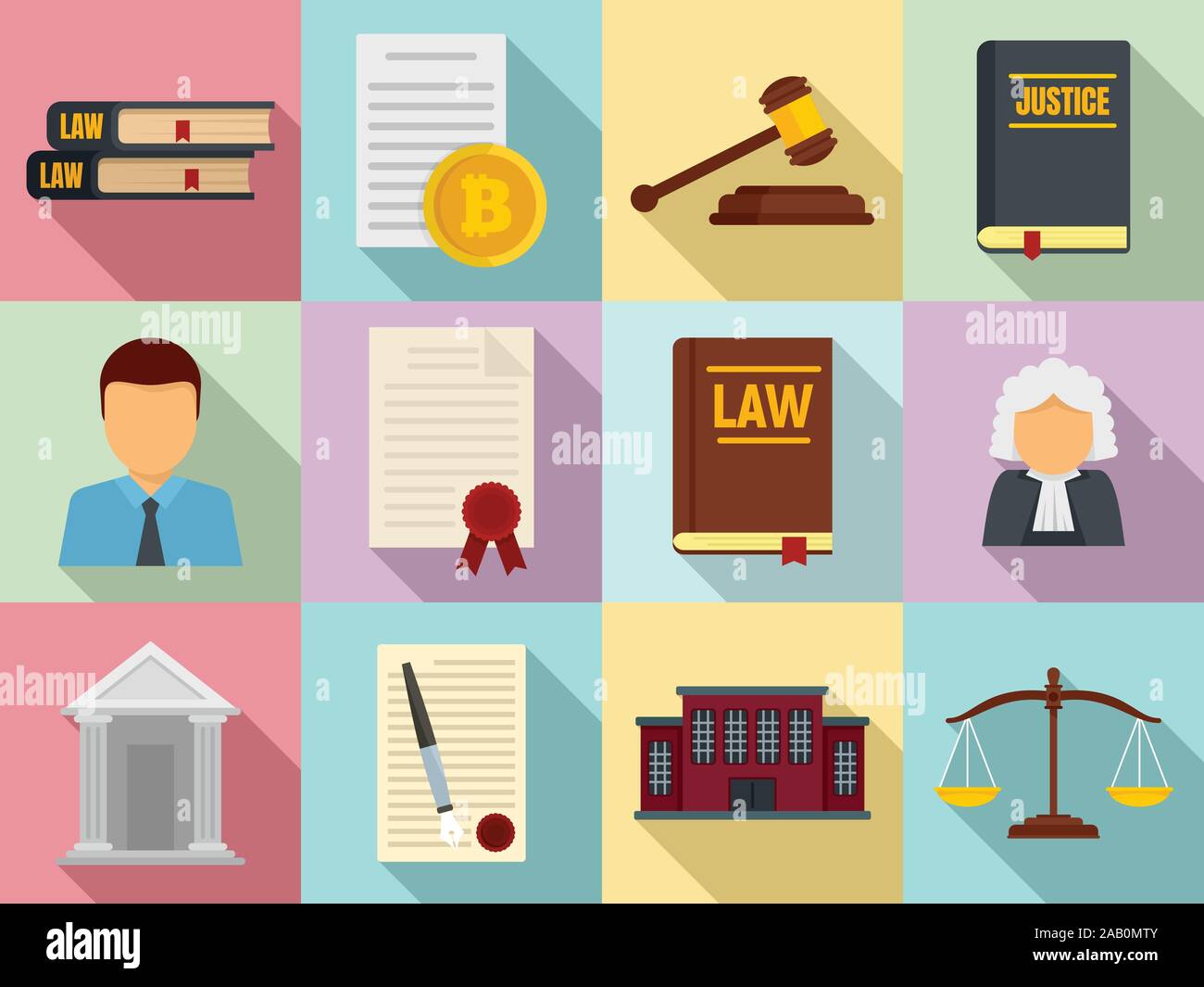 Legislation icons set. Flat set of legislation vector icons for web ...