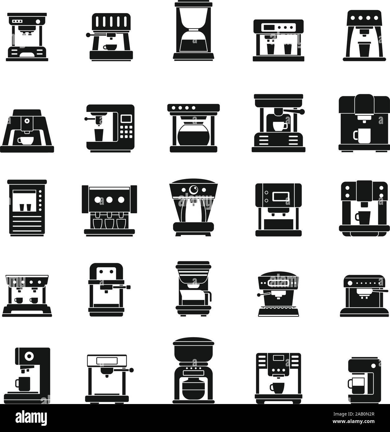 American coffee machine icons set. Simple set of american coffee ...
