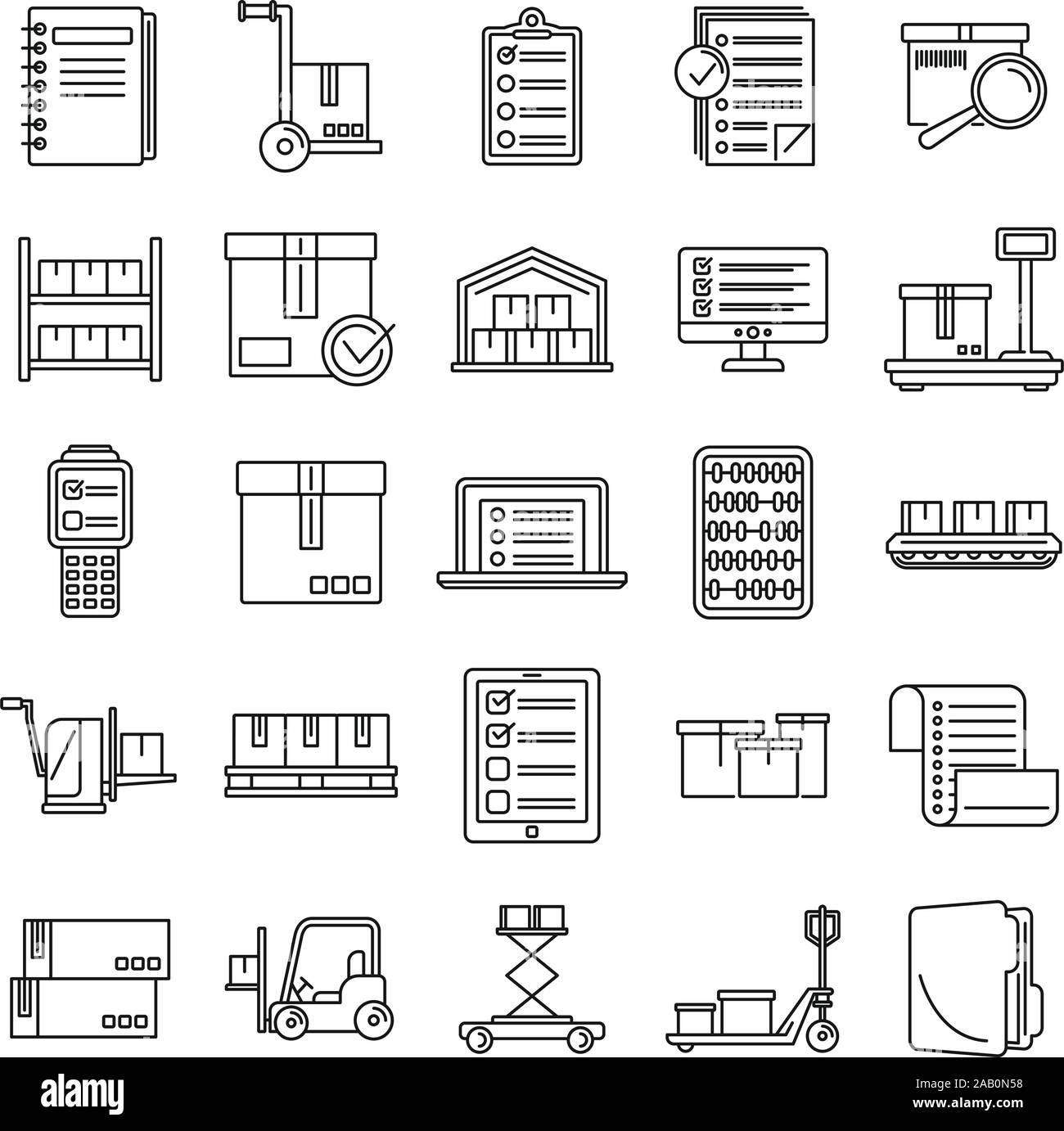 Work inventory icons set. Outline set of work inventory vector icons ...