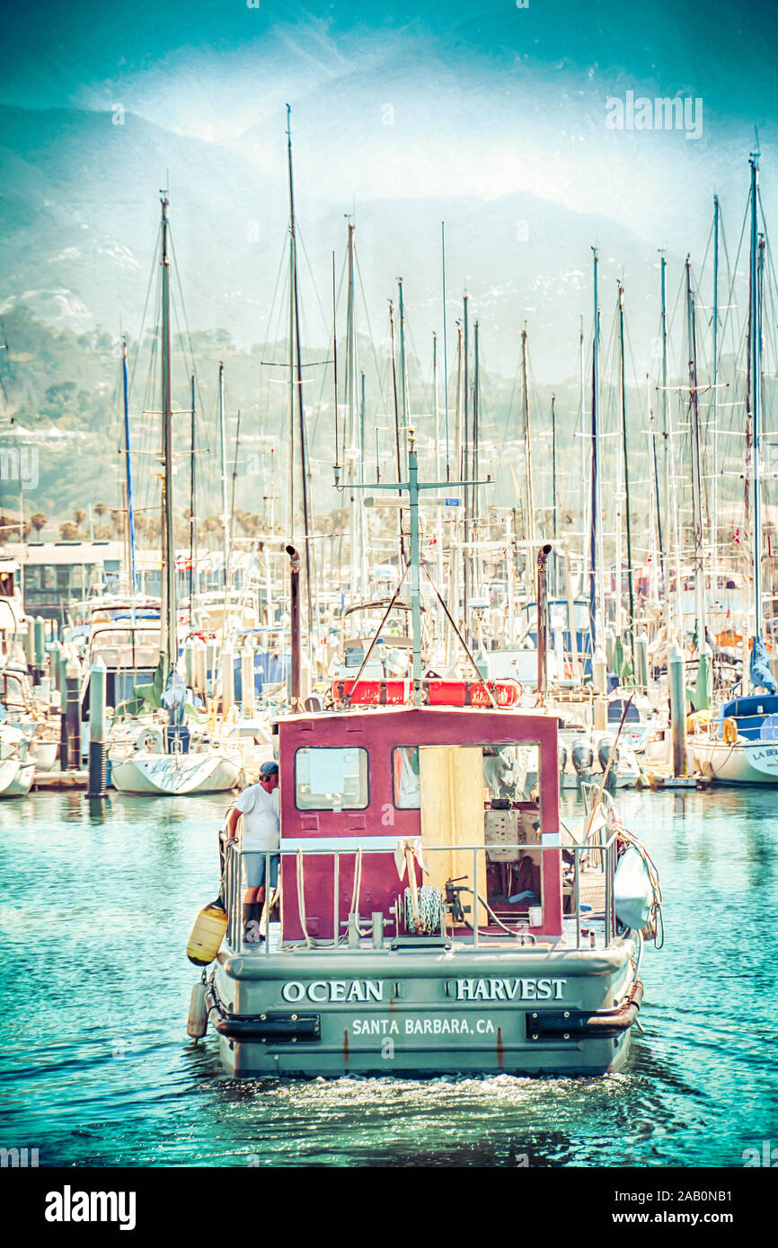 The Ocean Harvest, a commercial fishing boat, launches from the marina ...