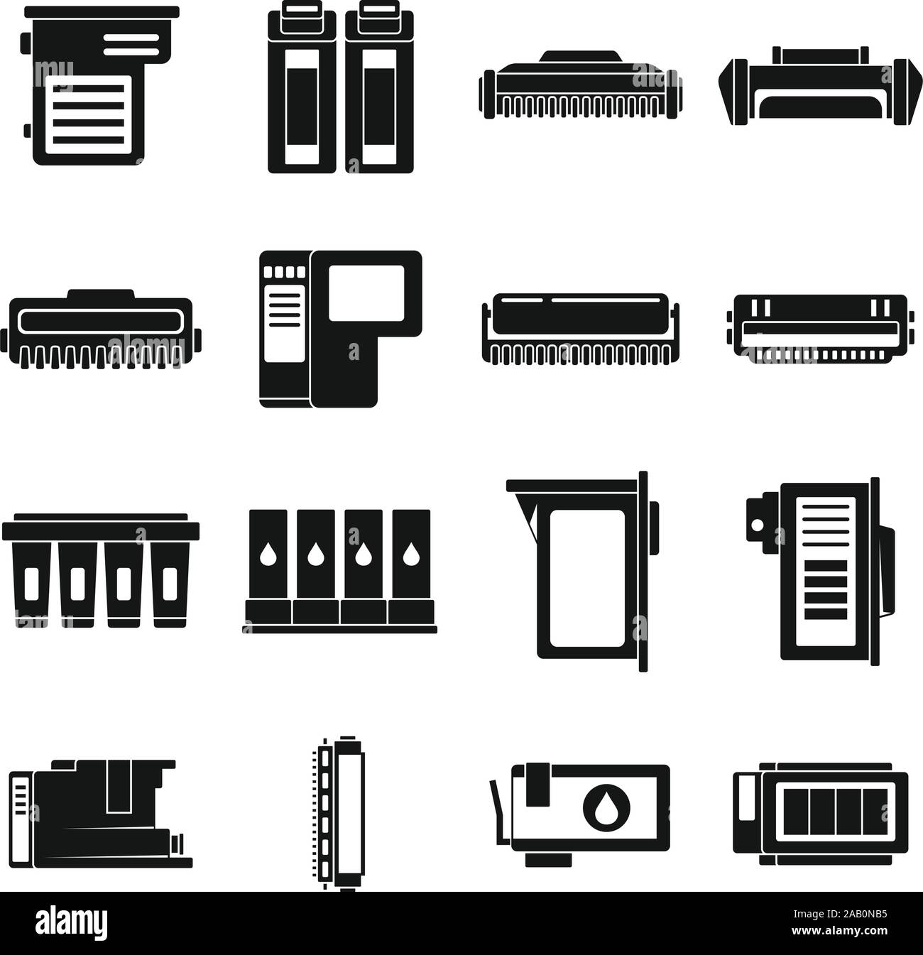 Cartridge toner icons set. Simple set of cartridge toner vector icons ...