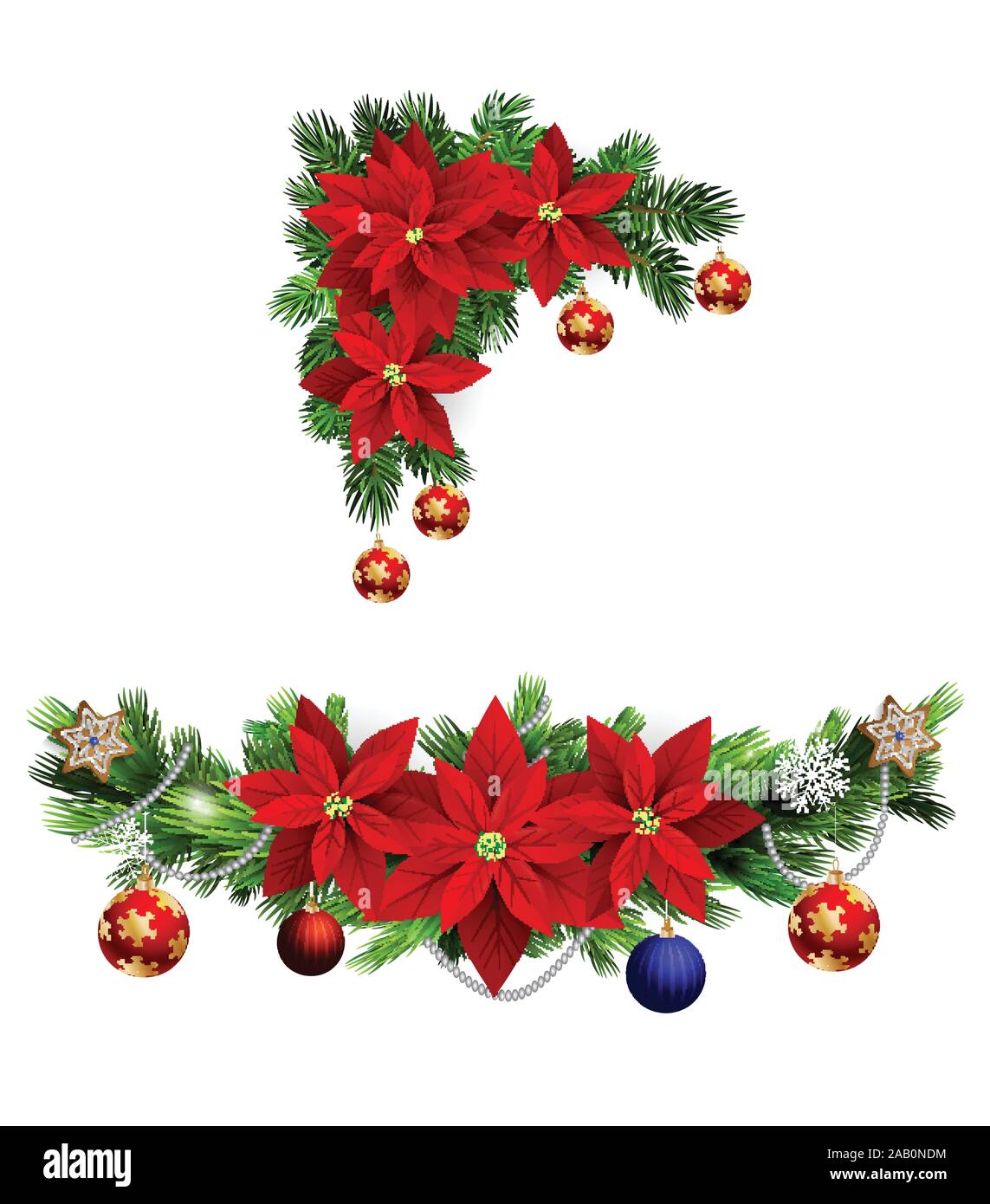 Christmas decorations with fir tree collection isolated Stock Vector ...