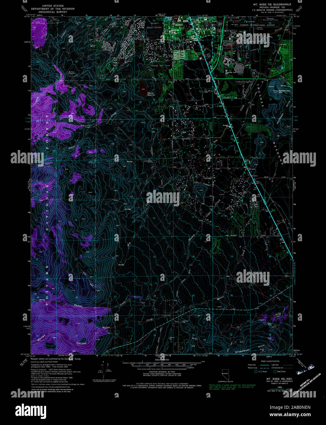 USGS TOPO Map Nevada NV Mt Rose NE 319591 1969 24000 Inverted ...