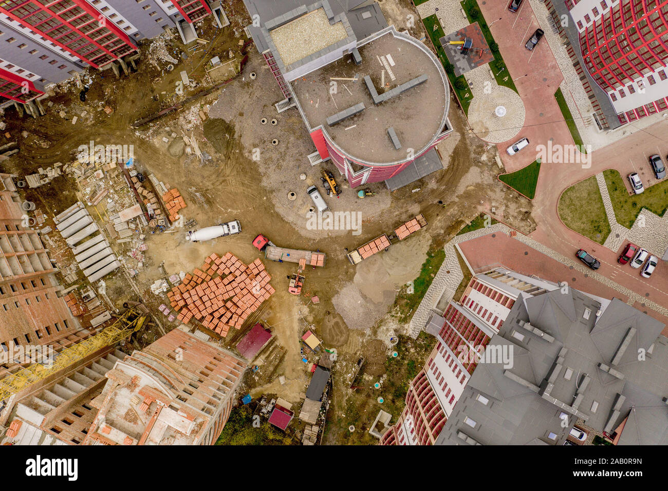 New multi-storey apartment buildings in the city, top view Stock Photo ...