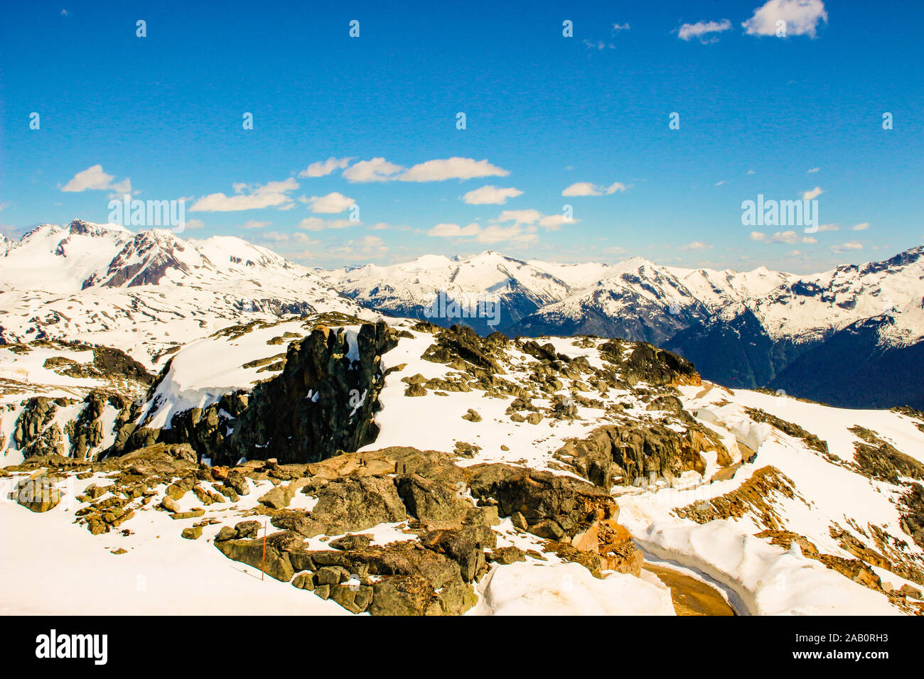 Colorful layers of the earth`s crust, multi-layered rocky mountains. On ...