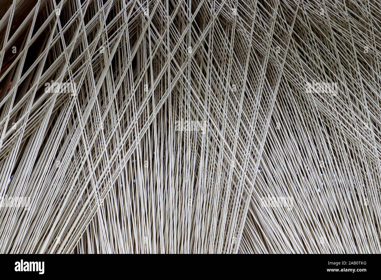 Close up of a lot of threads in a weaving machine called a loom Stock ...