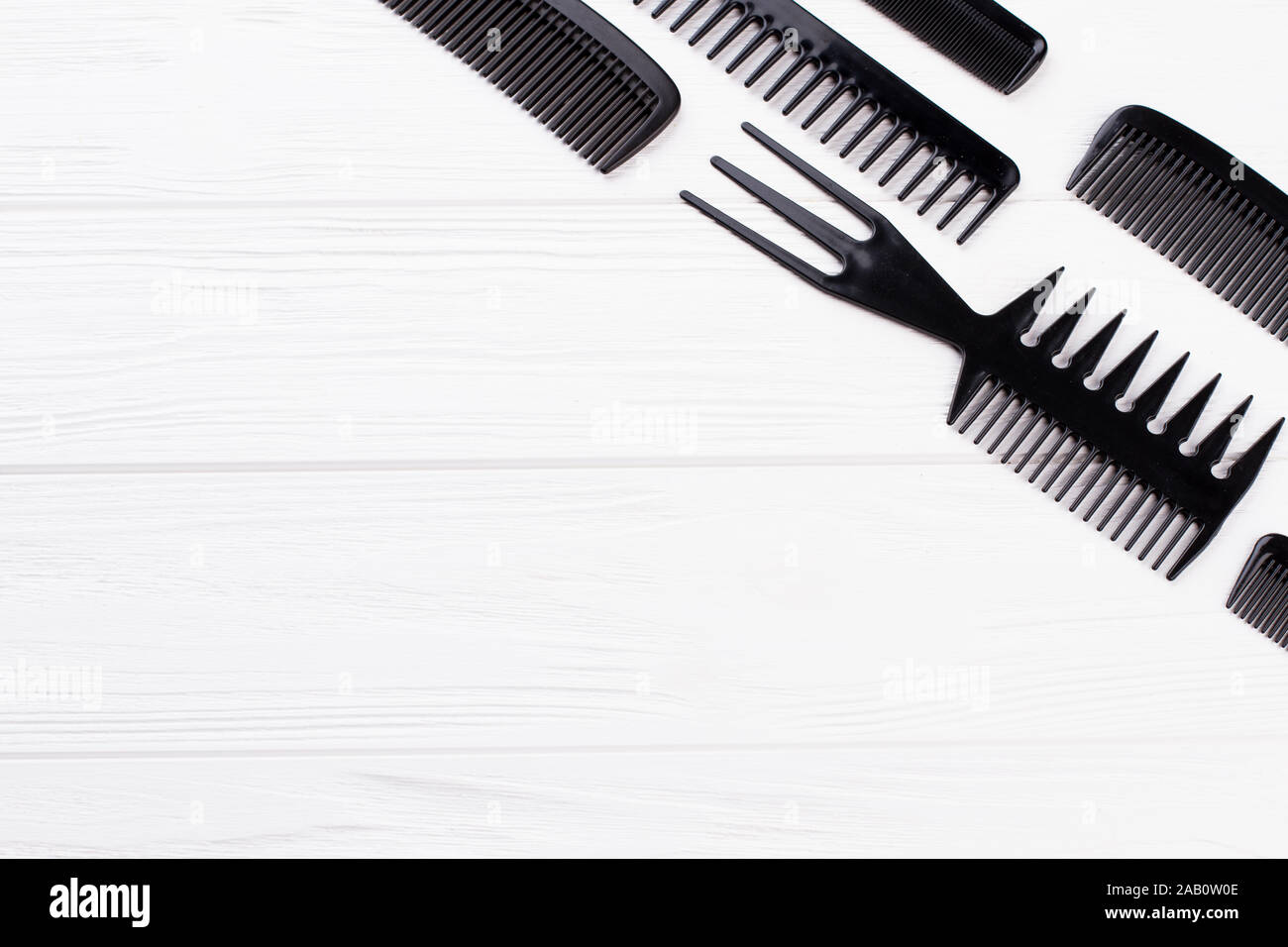 Set of hairdresser combs on white background Stock Photo - Alamy