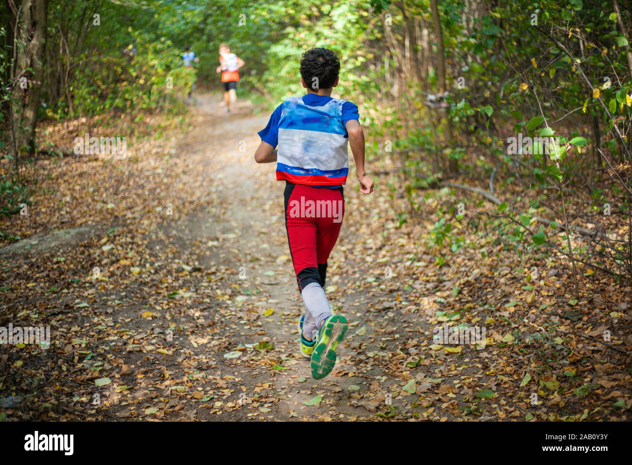 Sports running competition among children. Cross country running ...