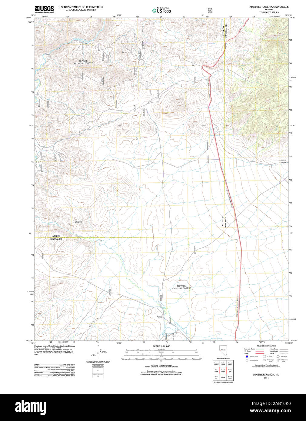 USGS TOPO Map Nevada NV Ninemile Ranch 20111220 TM Restoration Stock ...