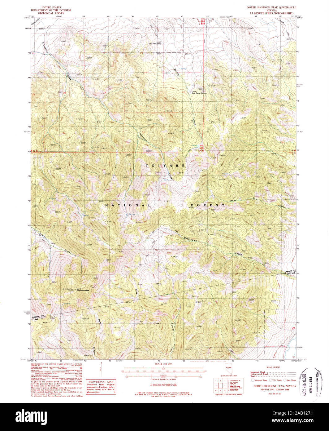 USGS TOPO Map Nevada NV North Shoshone Peak 319675 1988 24000 ...