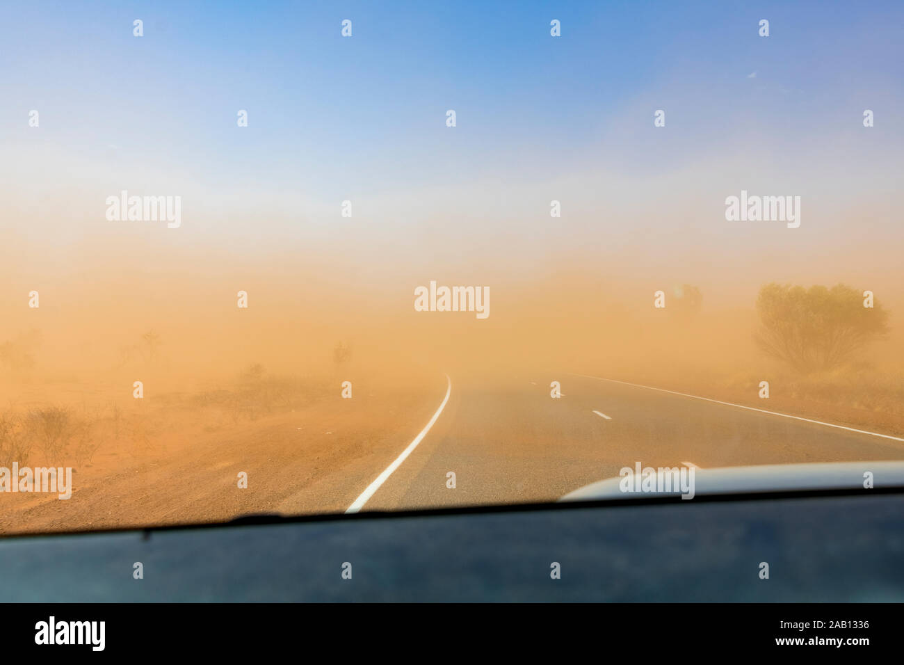 Duststorm in outback Australia after bushfires in the area Stock Photo ...
