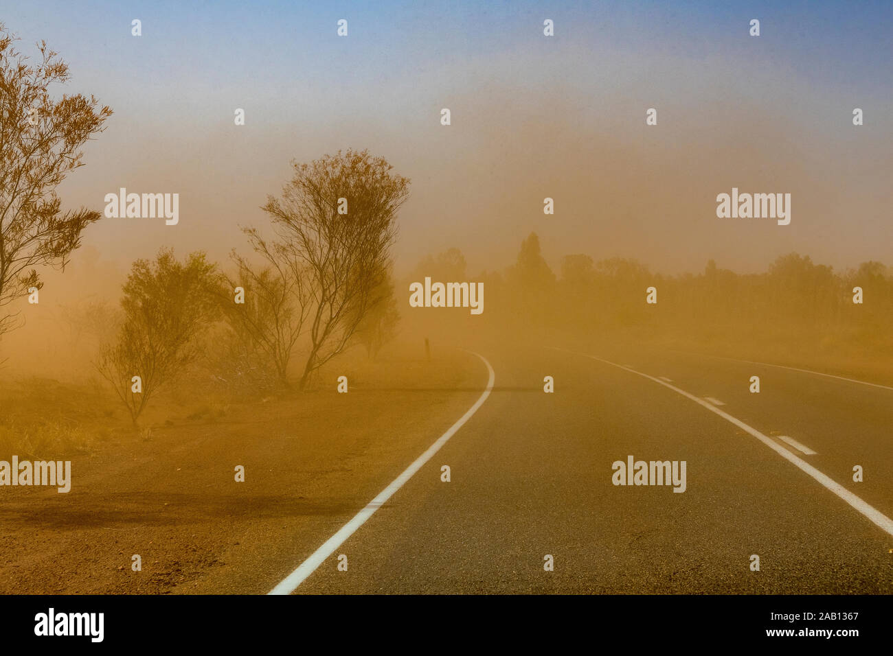 Duststorm in outback Australia after bushfires in the area Stock Photo ...