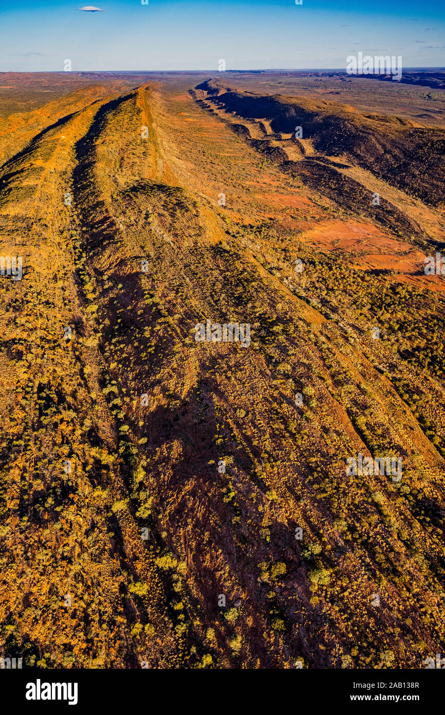 Aerial view of the George Gill ranges in remote central Australia in ...