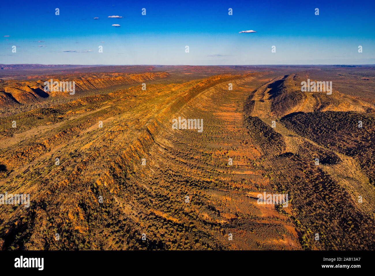 Aerial view of the George Gill ranges in remote central Australia in ...