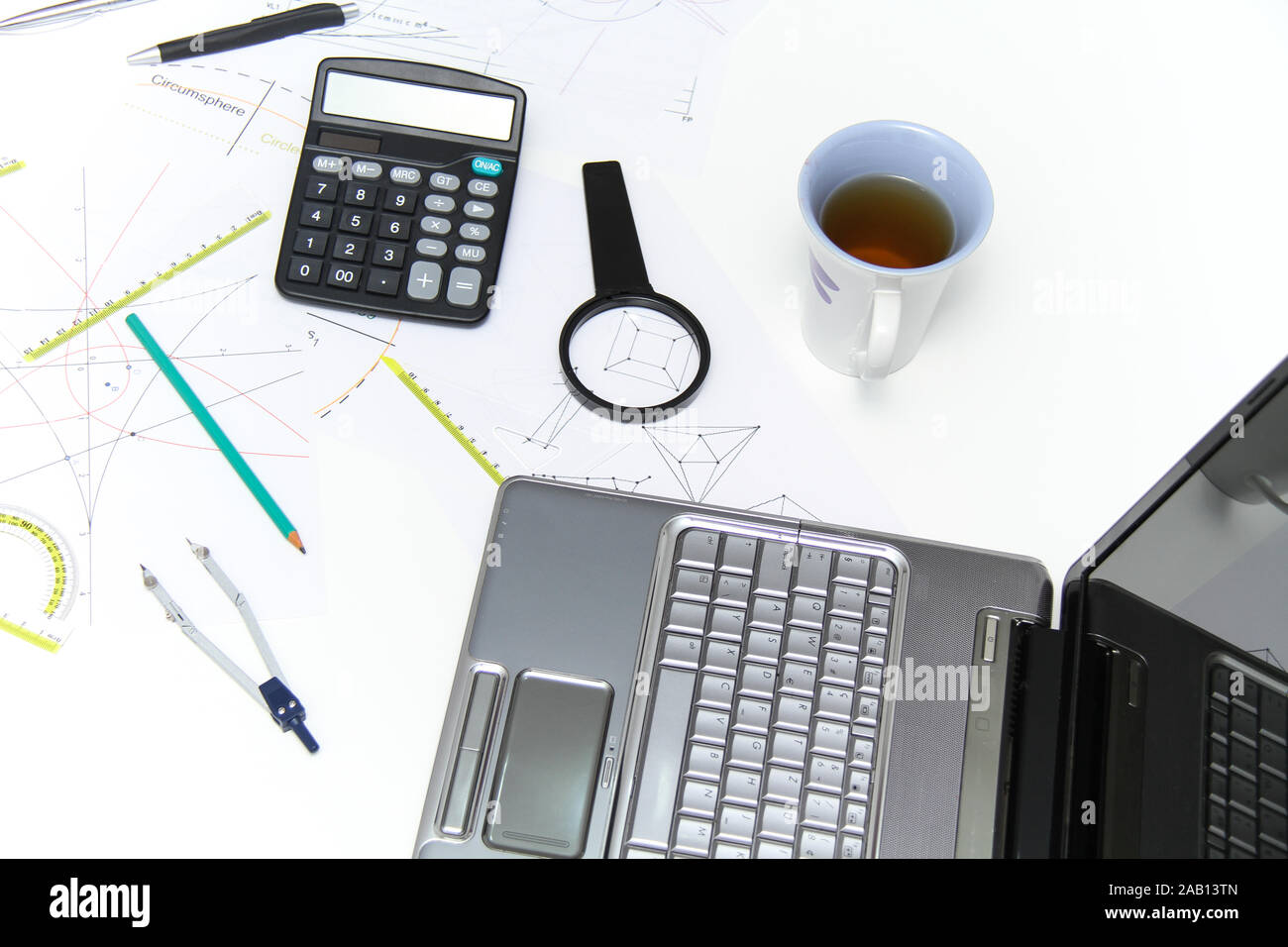 photo of the Architectural plans and projets, pencils, rulers, compass ...