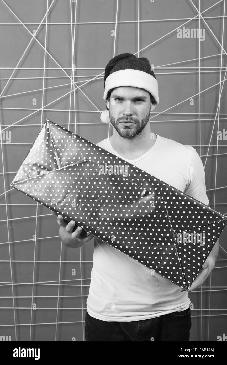 Christmas hat on pink Black and White Stock Photos & Images - Alamy