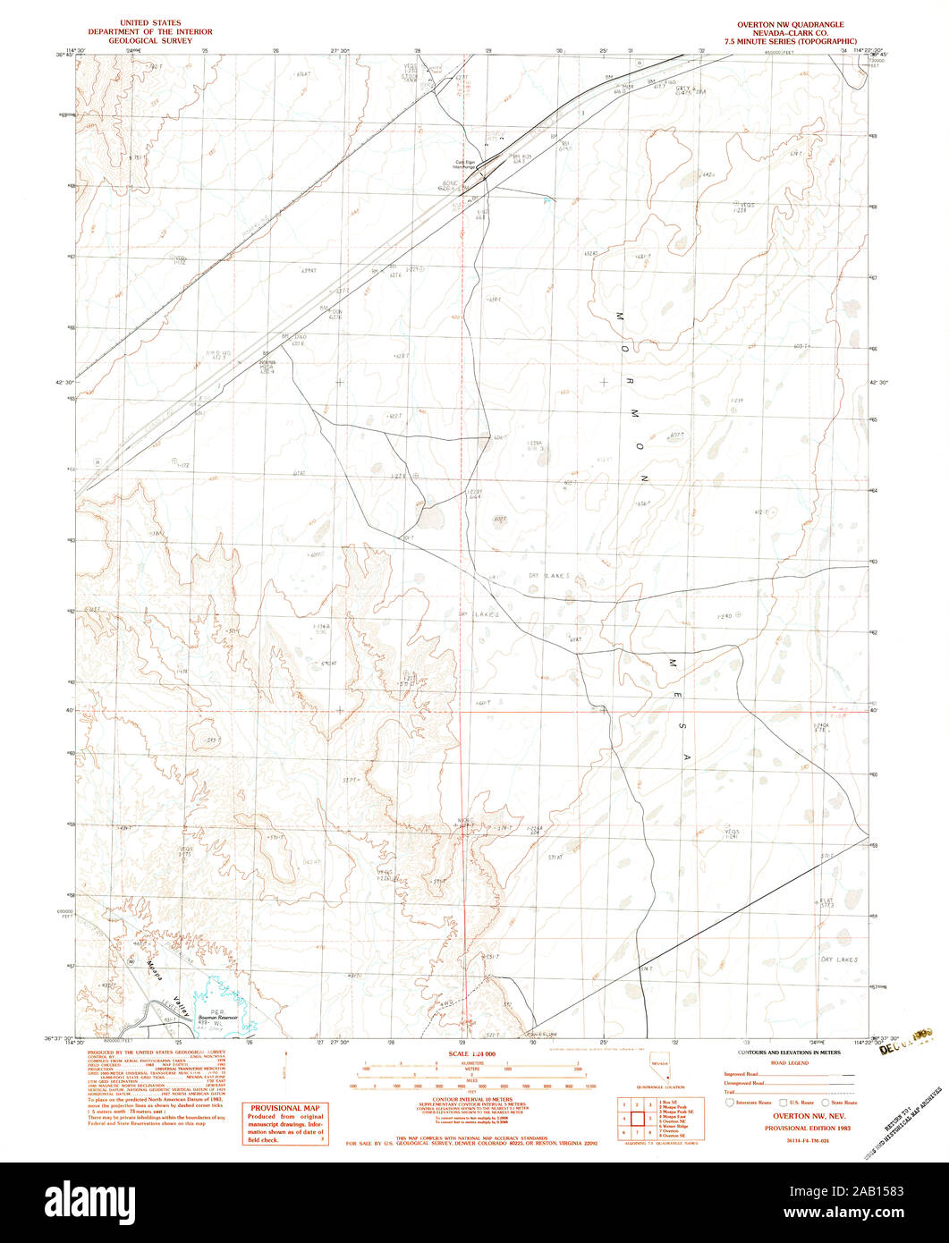 USGS TOPO Map Nevada NV Overton NW 319715 1983 24000 Restoration Stock ...