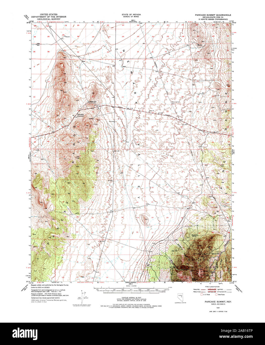 USGS TOPO Map Nevada NV Pancake Summit 321174 1951 62500 Restoration ...