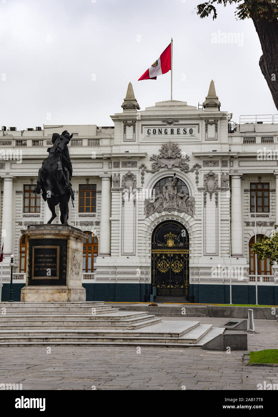 Lima, Peru - Nov 19, 2019: Exterior facade of Peru's National Congress ...