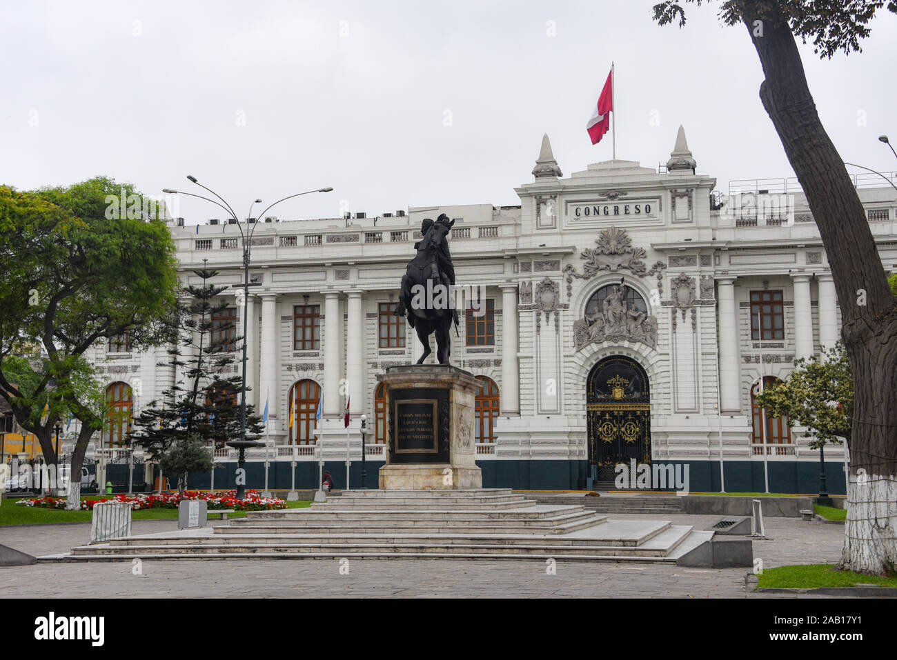 Lima, Peru - Nov 19, 2019: Exterior facade of Peru's National Congress ...